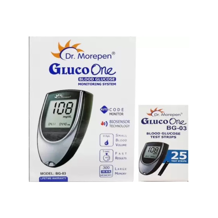 Dr. Morepen Gluco-one Glucometer with 50 Test Strips Combo - Multimedicos